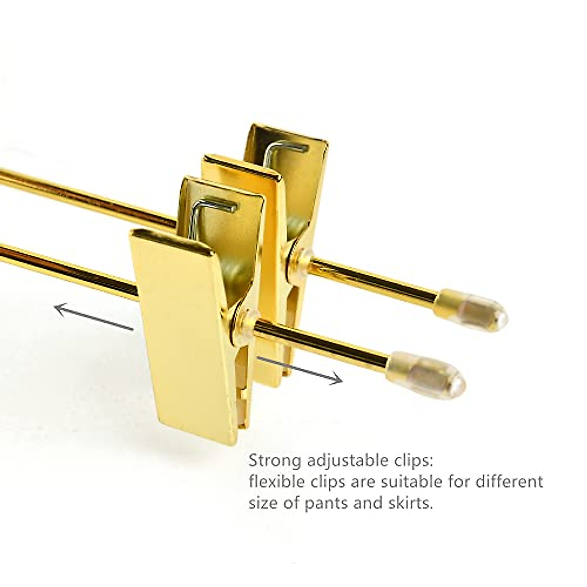 Better to U Stackable Shiny Gold Metal Pants Hanger 10 Pack, Golden Skirt Trousers Hanger Add-on Hook, Space-Saving Hanger with Non-Slip Adjustable Clips for Jeans Slacks Boutique