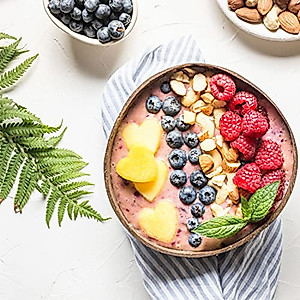 LABACRAFT Coconut Bowls and Wooden Spoon Set 2 Perfect for Smoothie Bowls 5.5 x 2.2 inches Vegan Coconut Made From Coconut Shells Polished With Coco Oil (Gift Set 2)