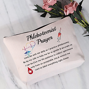 JYTAPP Phlebotomist Gifts Phlebotomist Prayer Cosmetic Makeup Bag For Women Phlebotomy Technician Gifts PBT Nurse Graduation Gifts Phlebotomist Nurse Lab Tech Gifts