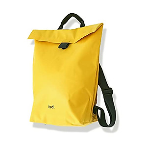 iod 15L Weatherproof Backpack with Zipper & Magnetic Fastener - Tarpaulin Bag with Adjustable Backpack Straps (Yellow with dark blue straps)