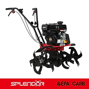 SPLENDOR Gas Powered Tiller 4 Cycle Engine 212CC Working Width Adjustable 13in-22in-33.5in
