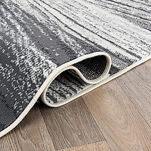 Rugshop Contemporary Distressed Abstract Soft Area Rug 8' x 10' Gray