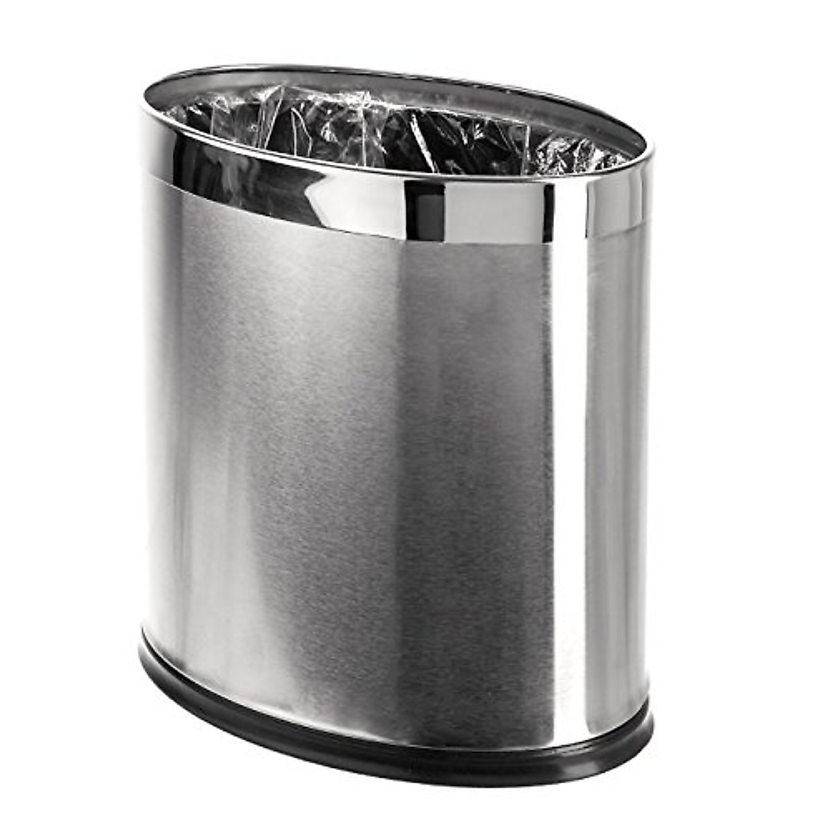 Brelso 'Invisi-Overlap' Open Top Stainless Steel Trash Can, Small Office Wastebasket, Modern Home Décor, Oval Shape