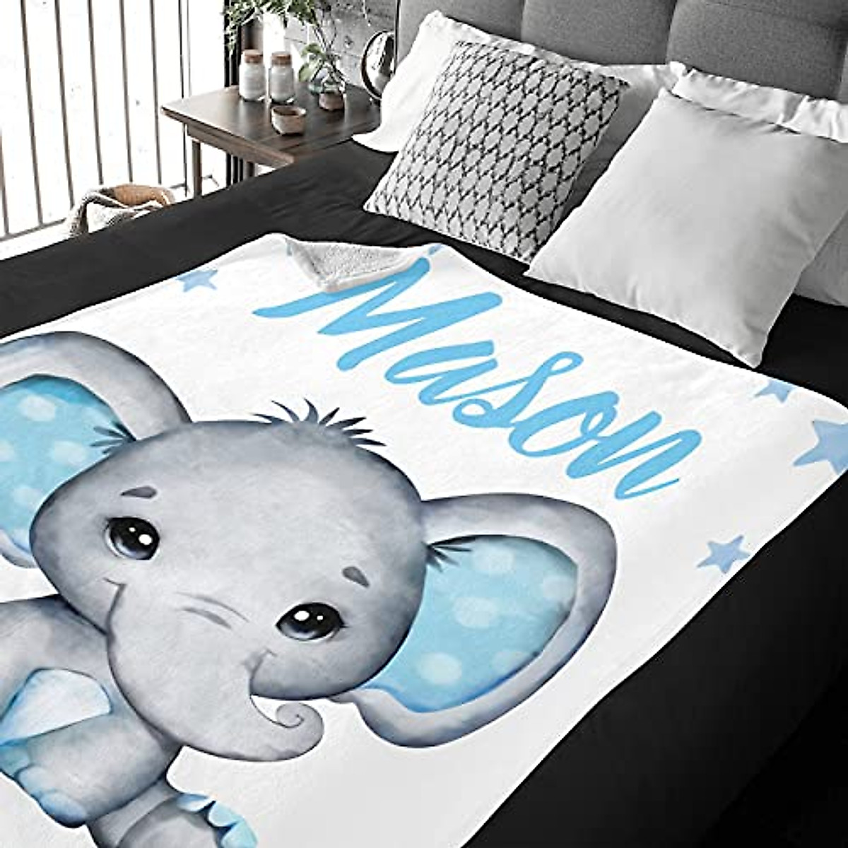 Personalized Baby Blanket with Name Custom Elephant Baby Blankets for Girls Baby Boy Gifts Baby Products Super Soft Blankets for Newborns Nursery Decor Neutral