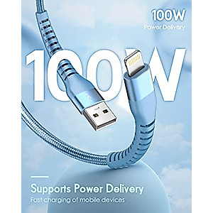 4 Pack 6FT iPhone Charger Cable [Apple Mfi-Certified] Lightning Cable Nylon Braided High Speed USB Fast Charging Cord Compatible with iPhone 14/13 Pro Max/12/11/XS/XR/X/8 plus/7/6/5/iPad（Sierra Blue）