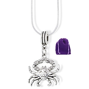Zodiac Gifts Crab Necklace | Crab Gifts for Cancer Zodiac Gifts For Women or Contelation Jewelry showing Cancer Constellation Necklace for Women or Men that enjoy Horoscope Pendants with Cancer Charm
