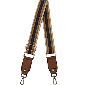 Duwi Wide Purse Strap Jacquard Guitar Style Strap Multicolor Canvas Adjustable Crossbody Bag Strap(Brown,Purplish Blue)