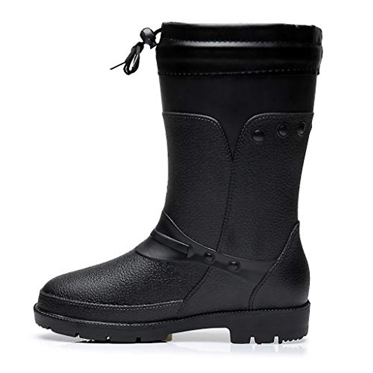 justHIGH Women's Mid Calf Rain Boots Collar Boots Ultra Lightweight Garden Shoes Slip On Non-Slip Rubber Waterproof Boots