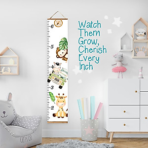 Baby Kids Canvas Hanging Growth Chart Height Ruler Portable 12"x60" Measures from 1'5" to 6'3" Nursery Wall Decor Shower Gift