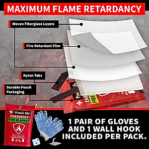 Protect Life Saving Fire Blanket Essential Safety Tools for Home, Workplace, and Travel 2 Pack 40 by 40 inches Fire Retardant Blankets Your First Line of Defense Against Emergencies