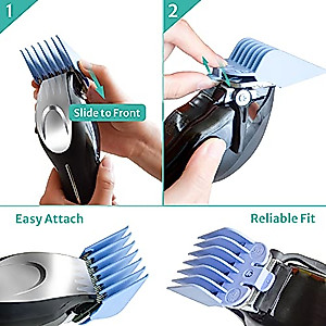 10 Professional Hair Clipper Guards Cutting Guides Fits for Most Wahl Clippers with Organizer, Color Coded Clipper Combs Replacement - 1/16" to 1"