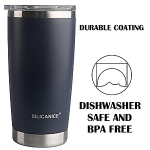 20 oz Black Stainless Steel Double Wall Vacuum Insulated Tumbler with Lid Of MacSlider - Dishwasher Safe & Spill Proof Travel Coffee Cup & Mug For Men - Durable Coating Scratch Resistant Outdoor