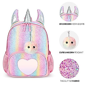mibasies Unicorn Backpack with Lunch Box for Girls