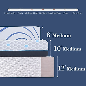 Vyfipt Queen Size Memory Foam Mattress 10 Inch Bed in a Box Bamboo Charcoal Infused Gel Foam Cooling Medium Firm Mattress - Breathable - No Box Spring Needed – Queen 10 Inch
