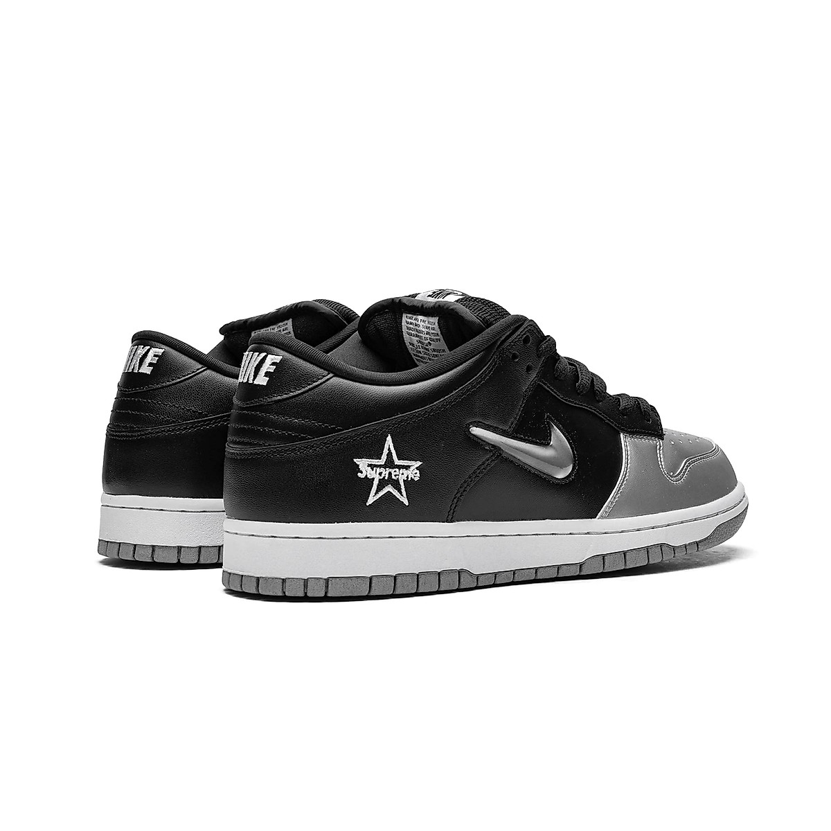 Nike Mens SB Dunk Low OG QS CK3480 001 Supreme - Jewel Swoosh Silver/Black - Size 9.5