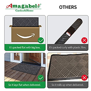 Amagabeli Large Outdoor Door Mats Rubber Shoes Scraper 36" x 24" for Front Door Entrance Outside Doormat Patio Rug Dirt Debris Mud Trapper Waterproof Out Door Mat Low Profile Washable Carpet BG038