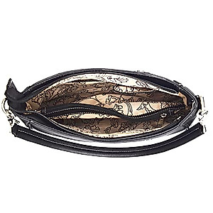 Punk Gothic Rock Metallic Skull Chain Purse Skeleton Leather Shoulder Bag Crossbody Bag Satchel Women Handbag Wallet Set (Black Set)