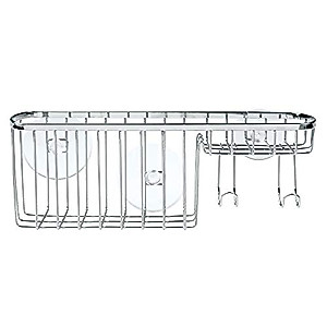 iDesign Gia Polished Stainless Steel Bathroom Suction Combo Organizer Basket - 11" x 4.25" x 4"