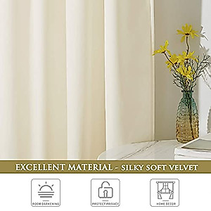 StangH Ivory White Velvet Curtains & Black Blackout Curtains