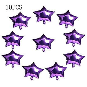 10pcs Star Shape Foil Mylar Balloons,18 Inch Balloon for Wedding Birthday Party Baby Shower Decoration (purple)
