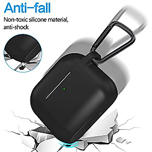 Case for AirPods 3, Sillicone Case with Keychain Dustproof Drop Proof Full Protective Skin Accessories Front LED Visible with Apple 2021 Latest AirPods 3 Case (Black)