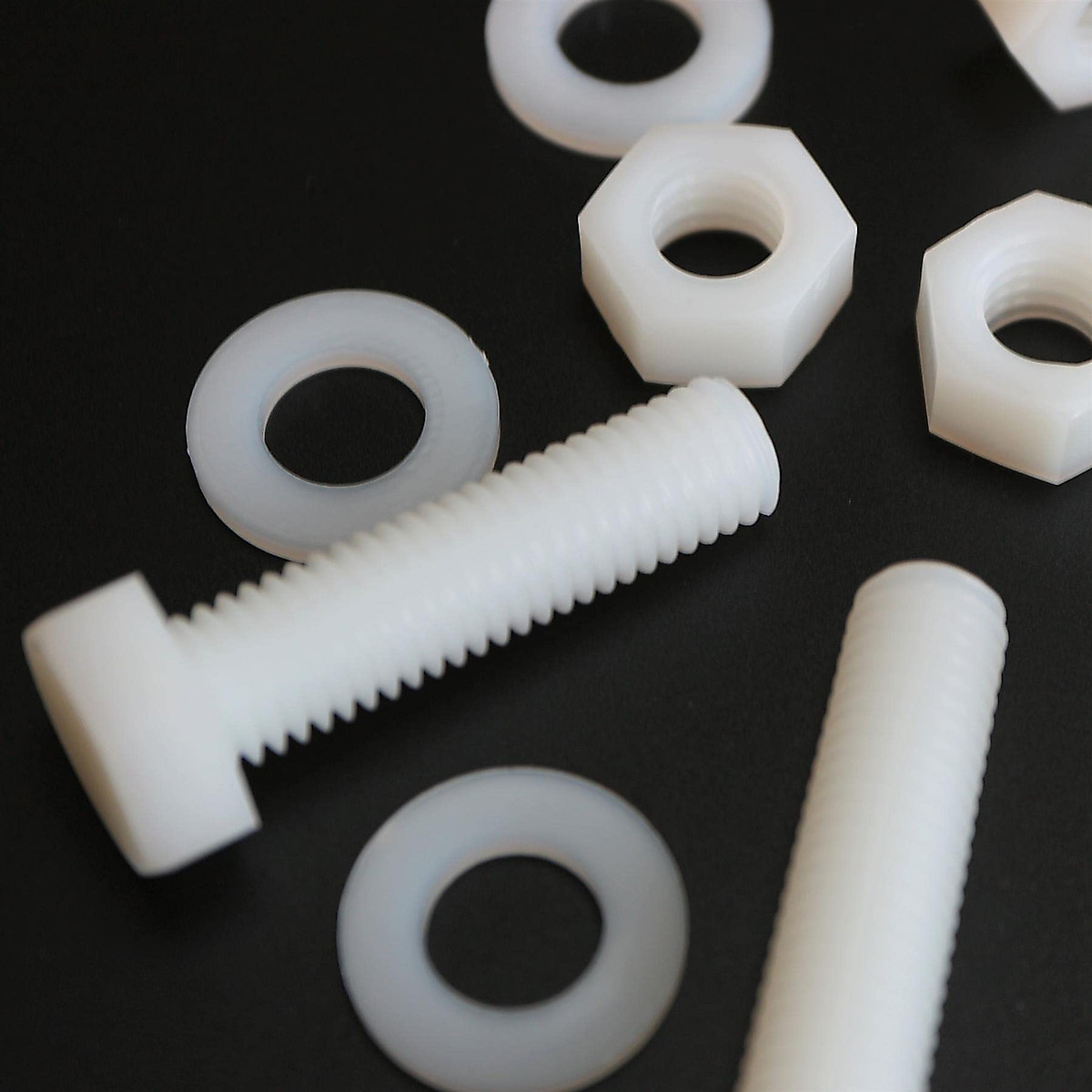 20 x Natural Colour Nylon, Hex Head, M10 x 40mm, Plastic Nuts and Bolts, Washers, Hexagon, Nylon, (25/64 x 1 37/64 in)