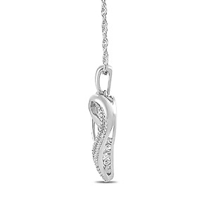 Amazon Essentials women Sterling Silver Diamond Heart Pendant Necklace (1/10 cttw), 18" (previously Amazon Collection)