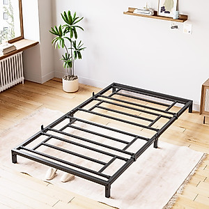 IDEALHOUSE 8 Inch Twin Bed Frame No Box Spring Needed, Heavy Duty Metal Platform Bed Frame Twin Size for Bedroom Easy Assembly, Noise Free, Black, Twin
