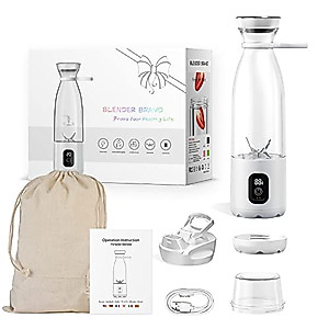 Portable Blender, Small Personal Blender for Shakes and Smoothies with 20oz Travel Bottle USB Rechargeable 300W Fresh Juice Blender Pulse Crush Ice Protein Shake Drink on the Go Blender BravoX White