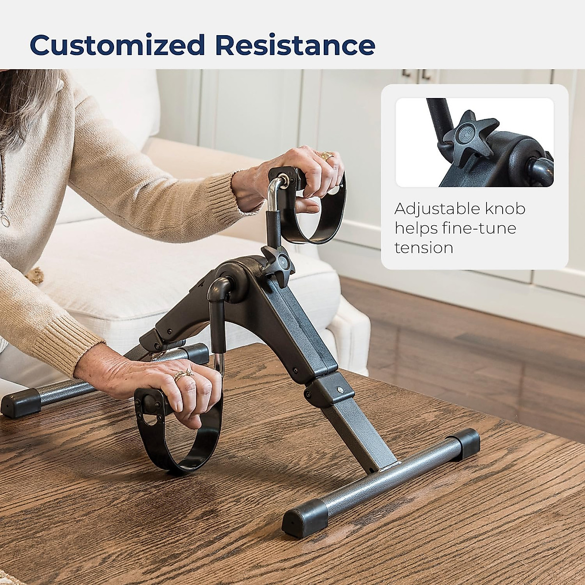 Drive Medical RTL10273 Deluxe Folding Pedal Exerciser with Electronic Display for Legs and Arms, Under Desk Bike Pedal Exerciser, Fully Assembled, No Tools Required, Black