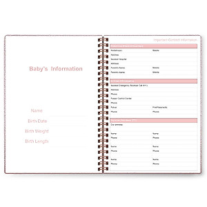Baby's Daily Log Book - Baby Planner for Newborn with 152 Pages for Feed, Sleeping, Diaper, Awake Time to Track Baby's Schedule - Rose PU Cover