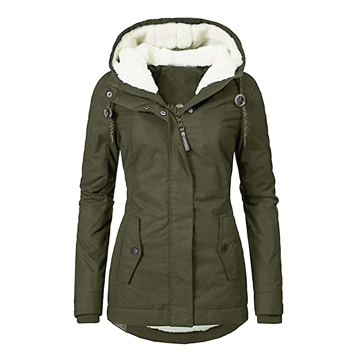 Aniywn Fleece-Lined Rain Jacket for Women Waterproof Windproof Snow Ski Hooded Jacket Winter Outdoor Windbreaker Coat