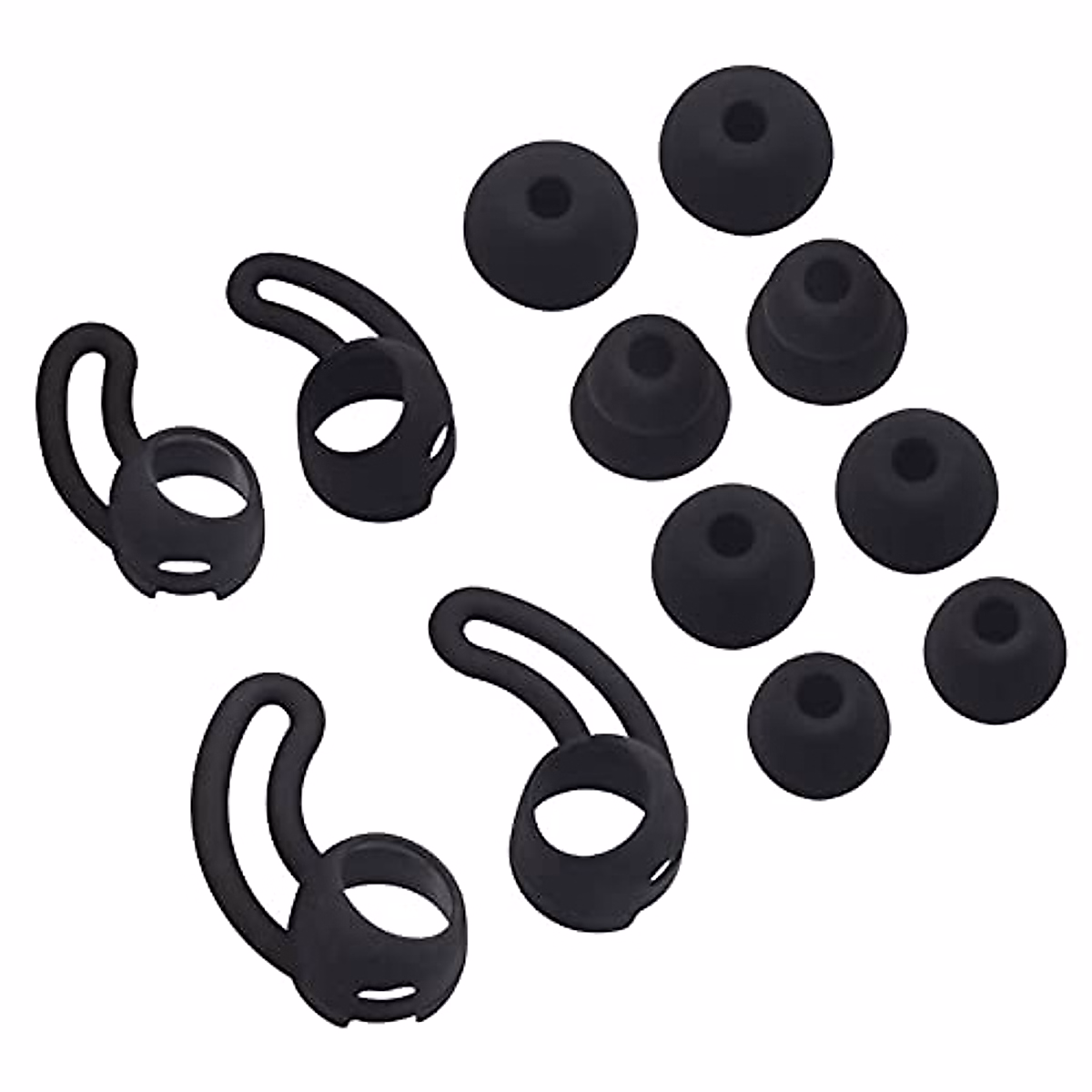 ALXCD Replacement Eartips & Wingtips Compatible with Beats Flex BeatsX, S/M/L & Double Flange 4 Pair Eartips & S/L 2 Pair Wingtips, Fit for BeatsFlex Earbuds, 4+2, Black