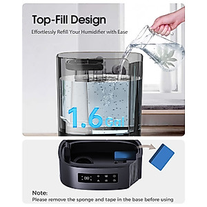 Humidifiers for Bedroom, 6L Top Fill Cool Mist Humidifiers for Large Room for Plants,TABYIK Air humidifier with Humidistat and Timer, with Essential Oil Diffuser Quiet for Home Black