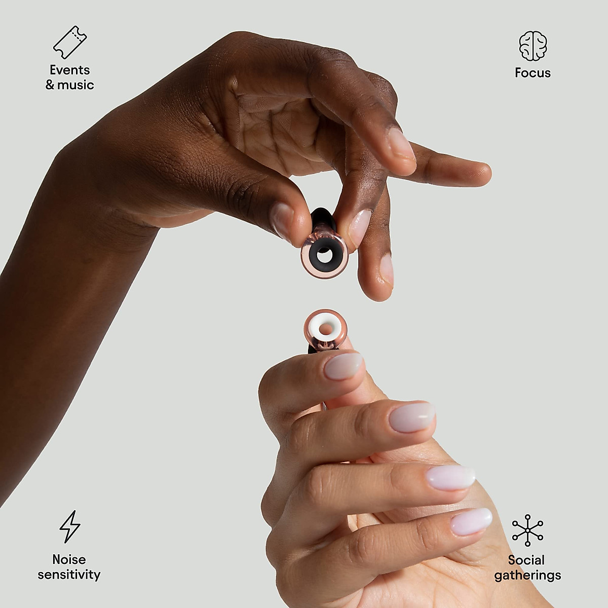 6-Pack Loop Mute Style Pack for Loop Earplugs – Extra 5 dB Noise Reduction On Demand | Adjustable Accessory | Mix & Match Colors with Your Earplugs | 6 Bold Colors