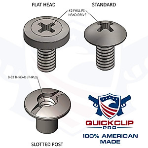 Black Chicago Screw - Thru Hole Binding Post Kit 1/8, 1/4, 3/8, 1/2 Inch Machine Screw Fasteners + Rubber Washers, QuickClipPro Kydex Leather Holster Sheath (1/8" - 10 Pack)