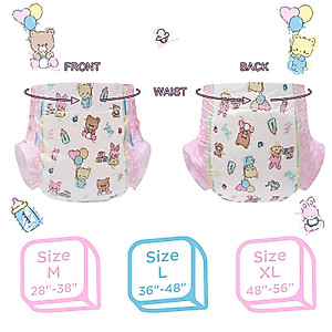 Littleforbig Adult Printed Diaper 80 Pieces (8 Packs) - Baby Cuties (Large 36"-46")