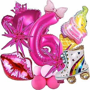 20 pcs Hot Pink Foil Mylar Balloons Set for Pink Princess Doll Theme Party Girl 6th Birthday Decorations