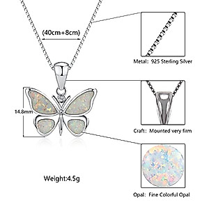 CocoButterFly 925 Sterling Silver Opal Lady Butterfly Necklace, 925 Sterling Silver Exquisite Butterfly Lady Pendant, Birthday Christmas Gift for Wife, Girlfriend and Mother (White)