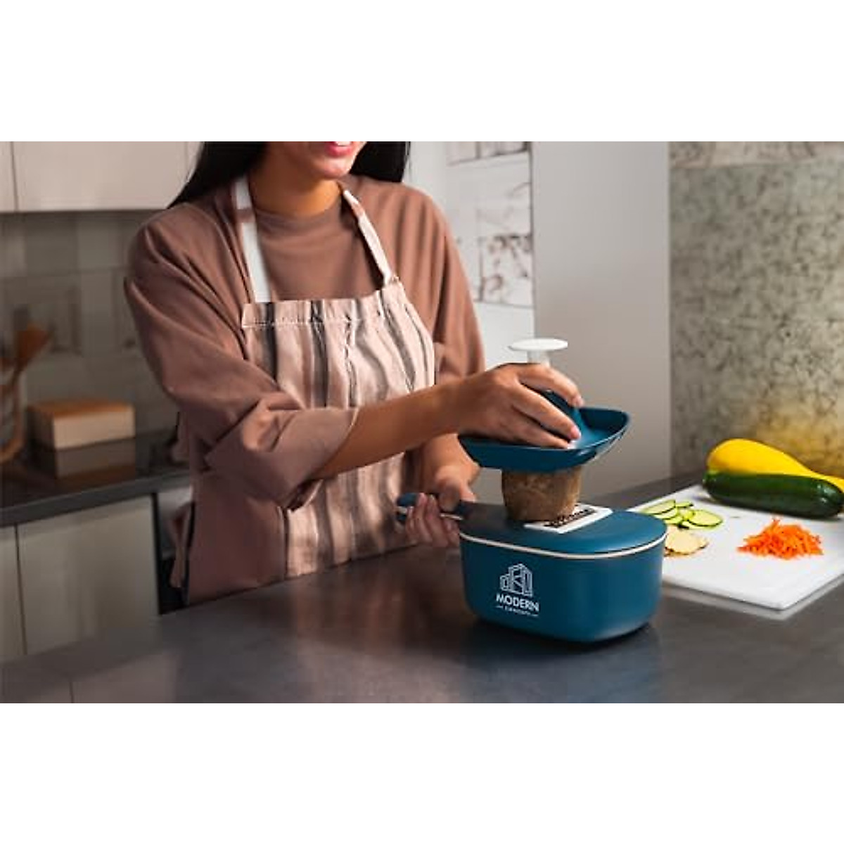 ModernConcept Mandoline Slicer Onion Slicer Vegetable Cutter Julienne Slicer Kitchen Master Handheld Mandoline Slicer Veggie Slicer with Container Vegetable Slicer with Container Food Slicer