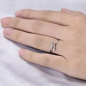 U-K Jewelry -Women's Ring Sterling Silver Heart Shaped Love Angel Wings Adjustable Ring Stable Professional Processed