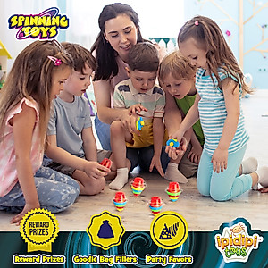 IPIDIPI TOYS Light Up Spinning Tops - Light Up Spinner Toy for Kids - Christmas Party Favors, Stocking Stuffers, Classroom Prizes, Birthday Party Toys, for Boys and Girls, Red, Pack of 12