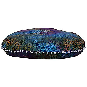 SHIRANYA Large Mandala Floor Pillows Round Bohemian Meditation Cushion Cover Round Poof Pouffe Foot (32 Inch 80 cm Approx) (Multi)