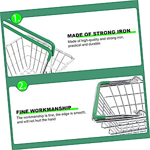 CHILDWEET Mini Fruit Basket Iron Round Green Decor Basket for Kids Storage