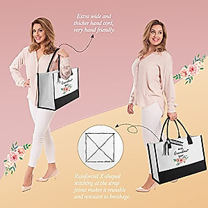 Gifts for Grandma, Grandma Gifts, Monogram Tote Bag for Women, Grandma Birthday Gifts, 60th Birthday Gifts for Women, Personalized Gifts Grandma Bag with Makeup Bag & Inner Pocket, Gift Box and Card