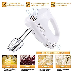 Electric Hand Mixer Mixing Bowls Set, Upgrade 5-Speeds Handheld Mixers with 5 Nesting Stainless Steel Mixing Bowl, Measuring Cups and Spoons Whisk Blender Kitchen Cooking Baking Supplies For Beginner