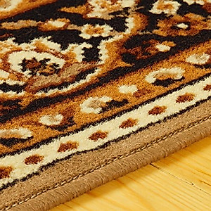Superior Indoor Large Area Rug with Jute Backing, Floor Decor for Bedroom, Farmhouse, Kitchen, Office, Living Room, Woven Rugs, Elegant Medallion Border, Leopold Collection, 5' x 8', Beige Brown