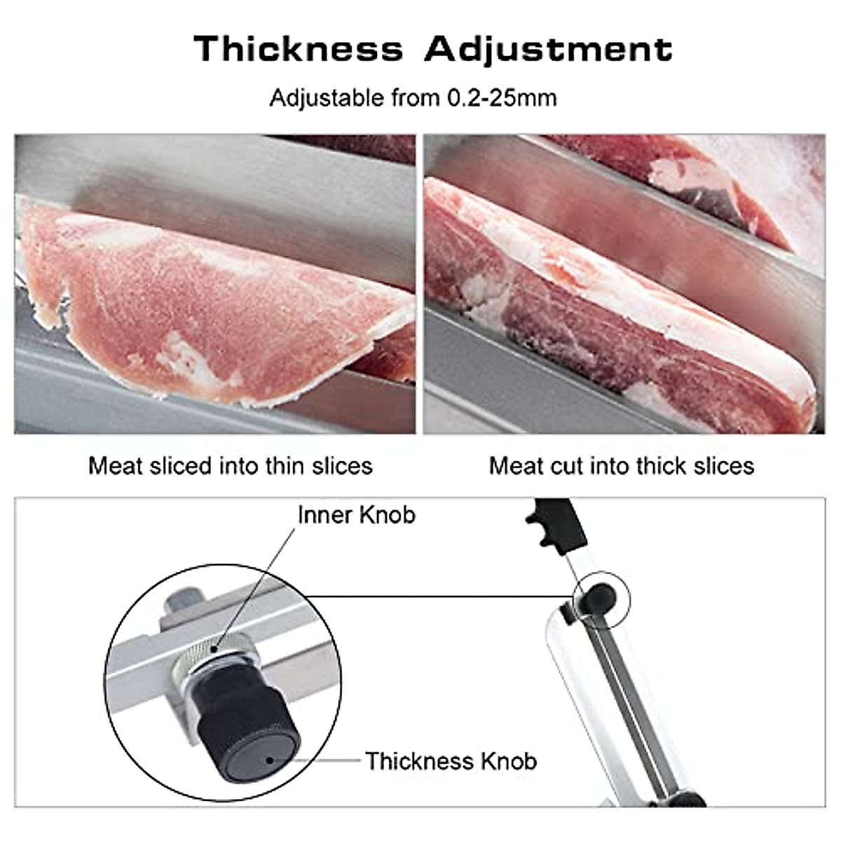 Manual Frozen Meat Slicer, Stainless Steel Meat Cutter Beef Mutton Roll Meat Cheese Food Slicer Vegetable Sheet Slicing Machine, Deli Slicer for Home Kitchen