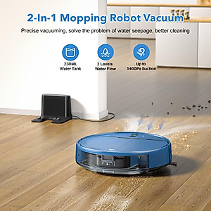 Robot Vacuum and Mop Combo, 2 in 1 Mopping Robot Vacuum Cleaner Compatible with WiFi/App, Robotic Vacuum Up to 2300Pa Suction, Self-Charging, Slim, Ideal for Hard Floor, Pet Hair, Low Pile Carpet