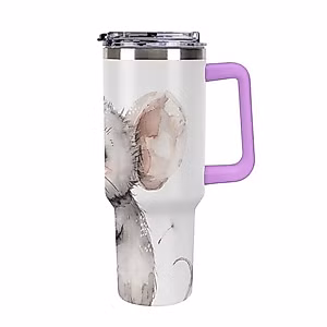 LLUTSNTH 40 Oz Vacuum Tumbler with Violet Handle Leakproof Insulated Tumbler Holding Dandelion Stainless Steel Travel Mug with Lid And Straw Coffee Cup Cute Water Bottles Cup Holder Friendly